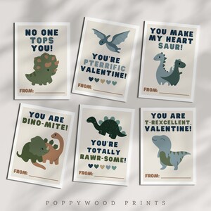 Blue Dinosaur Printable Valentine Cards for Kids - Instant Download ...