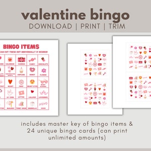 Printable Valentine Bingo Cards for Kids Instant Download Classroom ...
