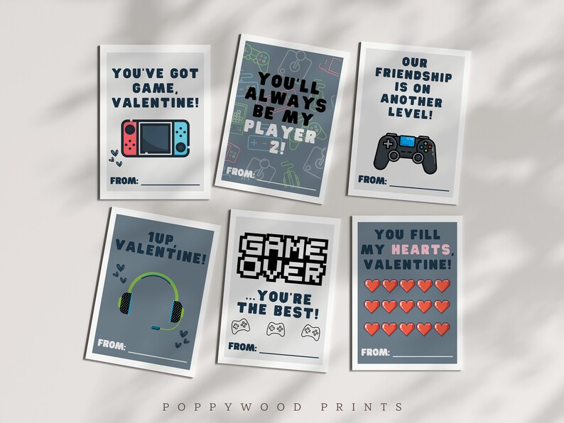 Video Game Printable Valentine Cards for Kids Instant Download Gamer ...