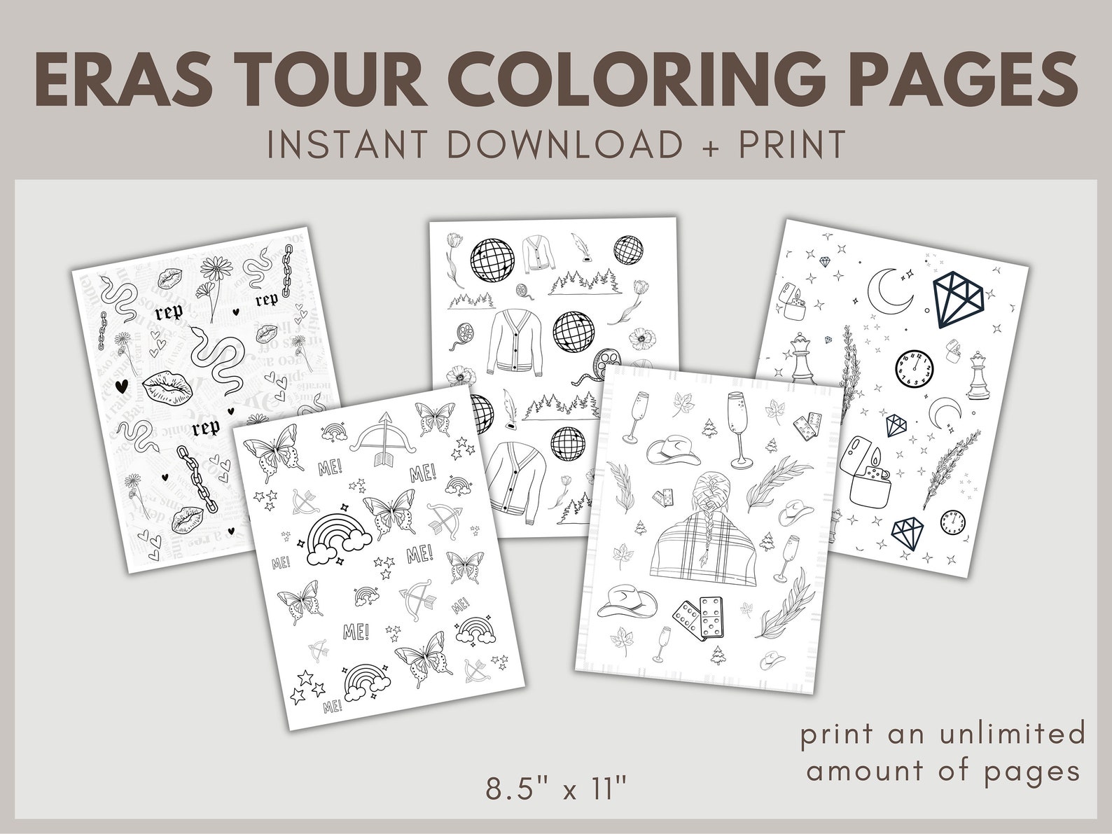 Eras Tour Swiftie Coloring Sheets - Taylor Fearless Speak Now Red 1989 ...