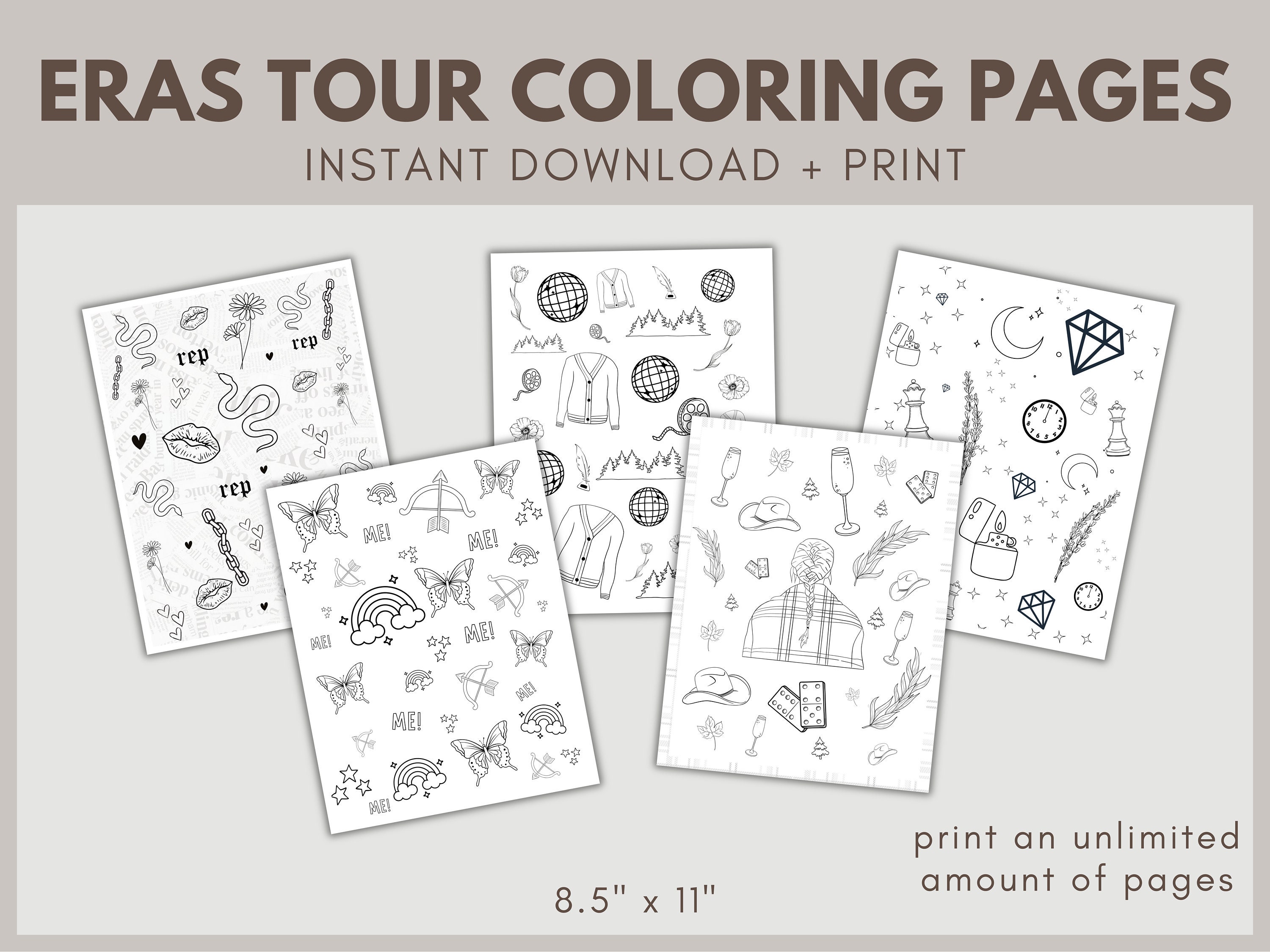 Eras Tour Swiftie Coloring Sheets - Taylor Fearless Speak Now Red 1989 ...
