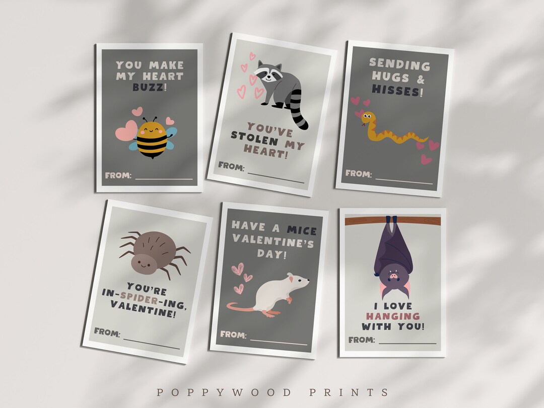 Misunderstood Animals Printable Valentine Cards for Kids - Instant ...