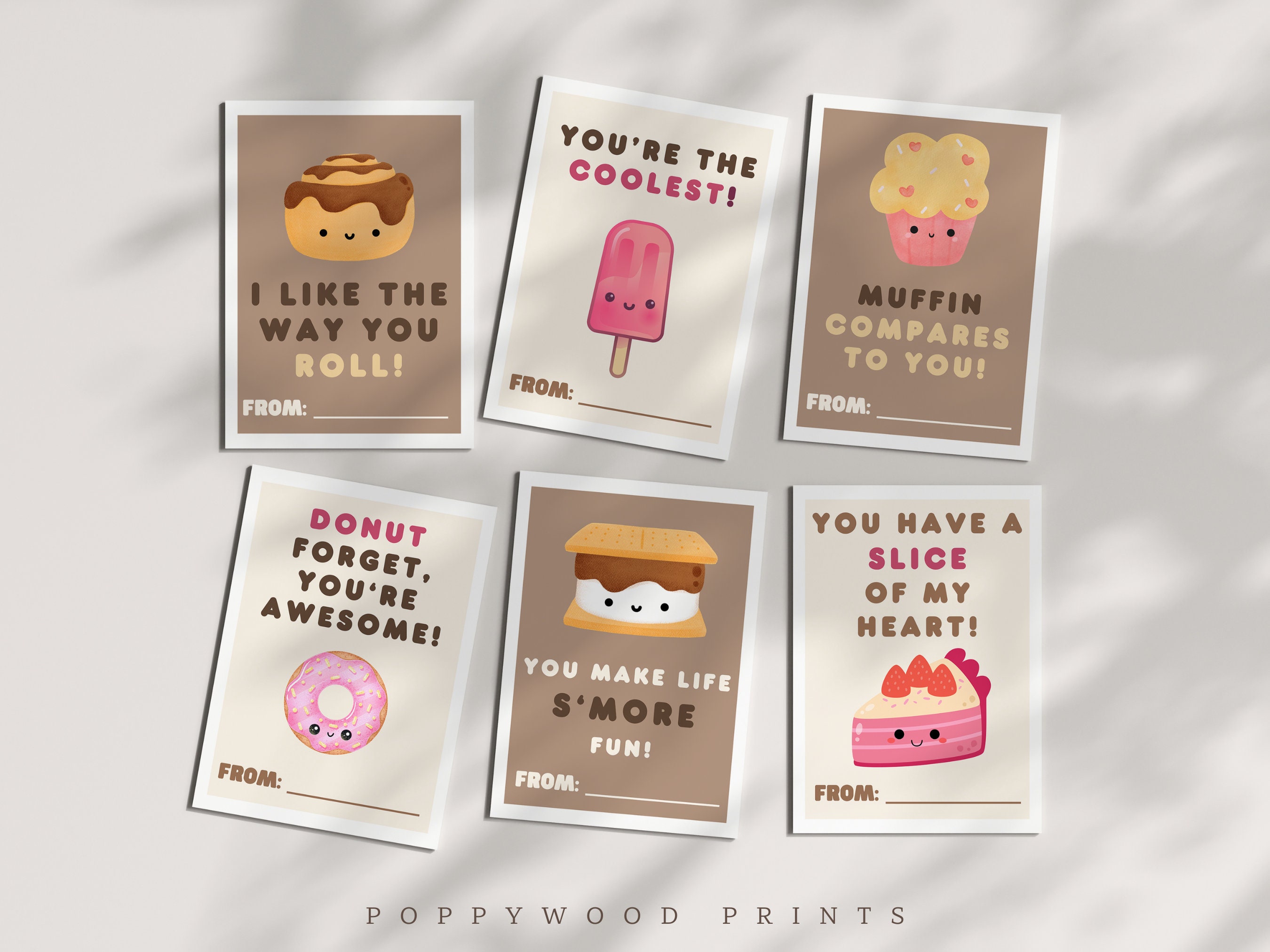 Sweet Treats Printable Valentine Cards for Kids Instant Download ...