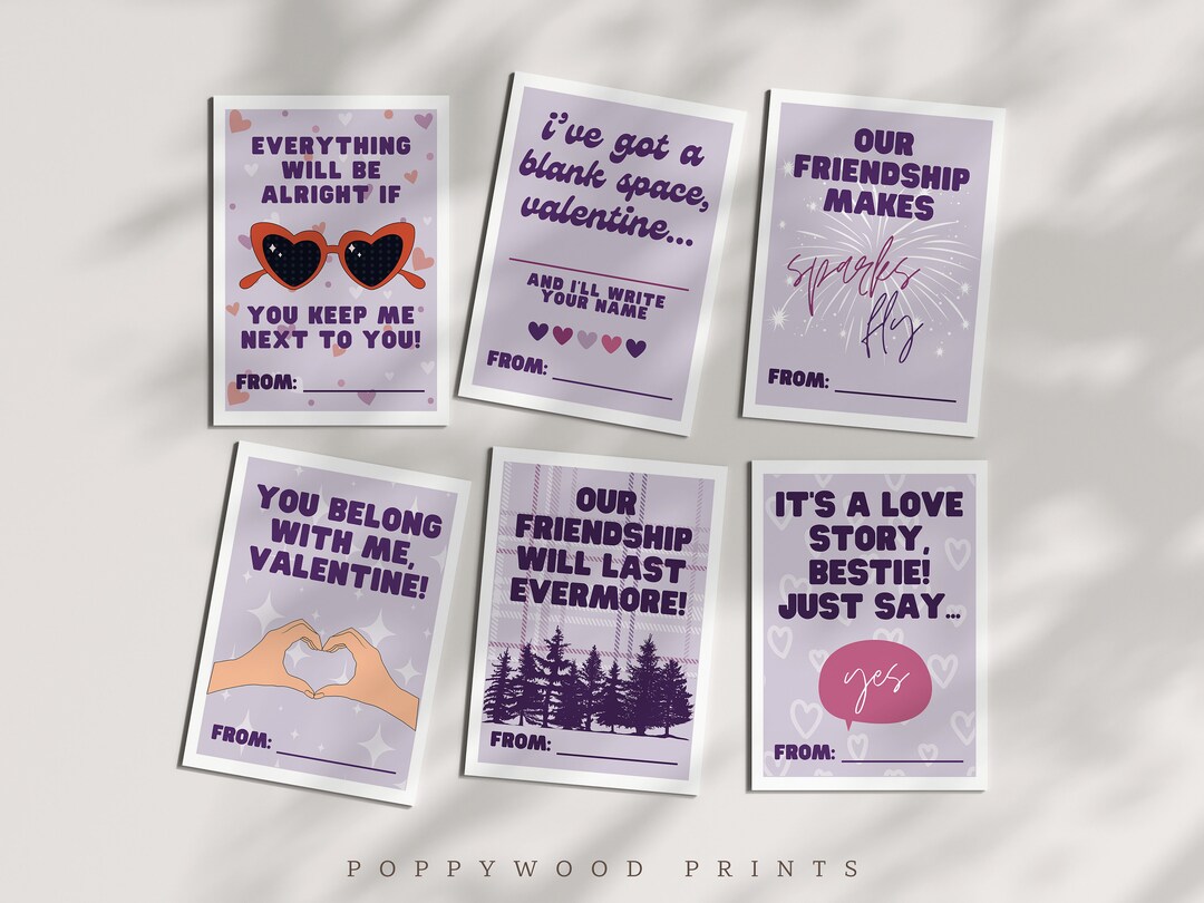 VERSION 2 Swiftie Printable Valentine Cards for Kids - Instant Download ...