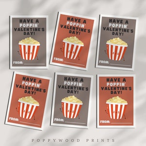 Popcorn Printable Valentine Cards for Kids - Instant Download Classroom ...