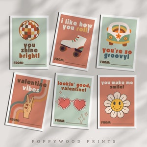 Retro Printable Valentine Cards for Kids Instant Download Classroom ...