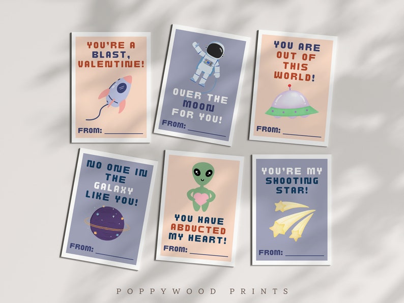 Outer Space Printable Valentine Cards for Kids - Instant Download ...