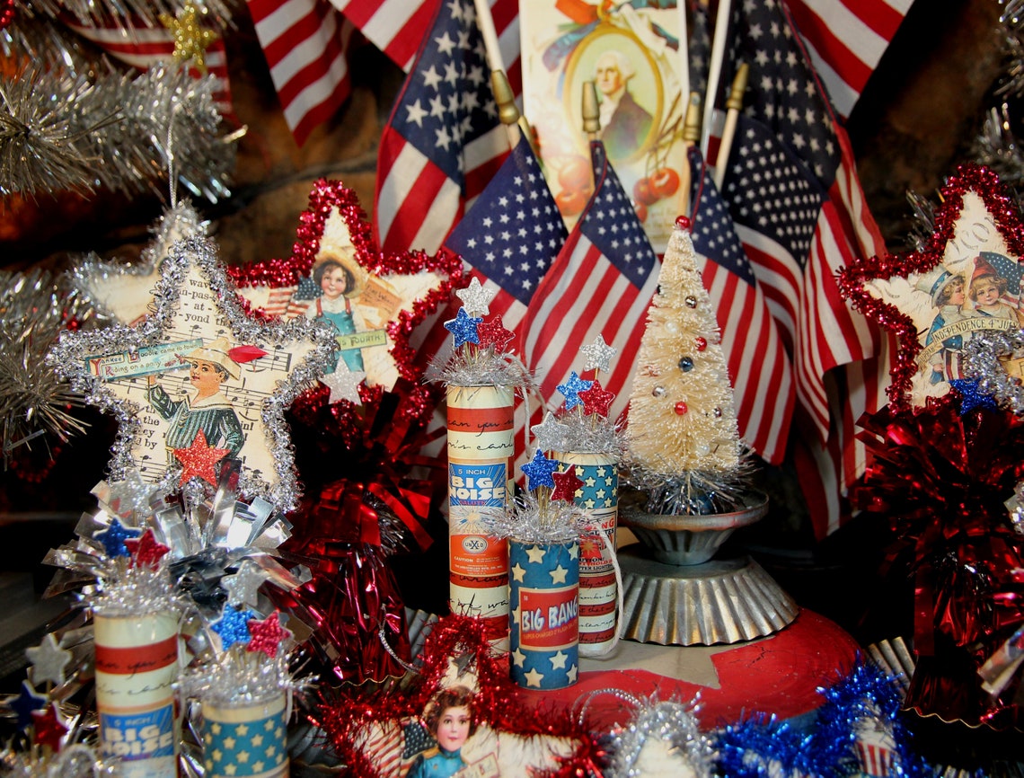 Vintage Replica 4th of July, Independence Day, Patriotic Firecracker ...