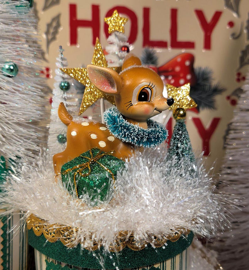 Christmas Retro Santa Deer Small Hat Box/gift/storage Table Decor - Etsy