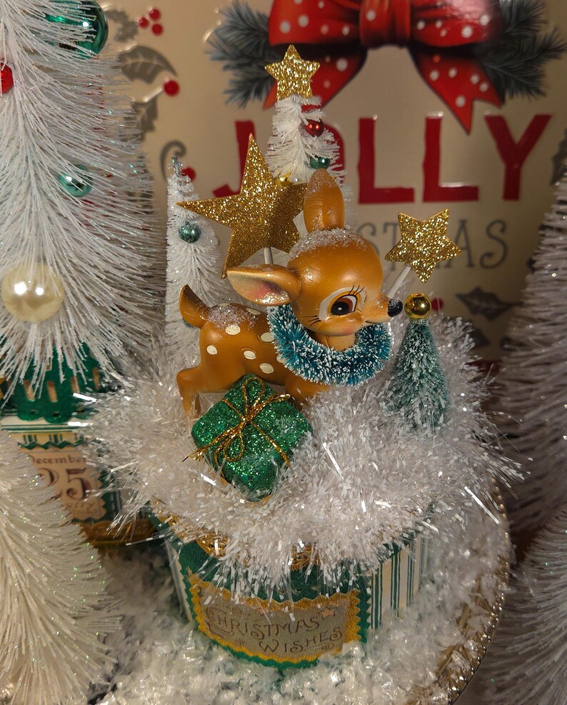 Christmas Retro Santa Helper Deer Small Hat Box/gift/storage Table ...