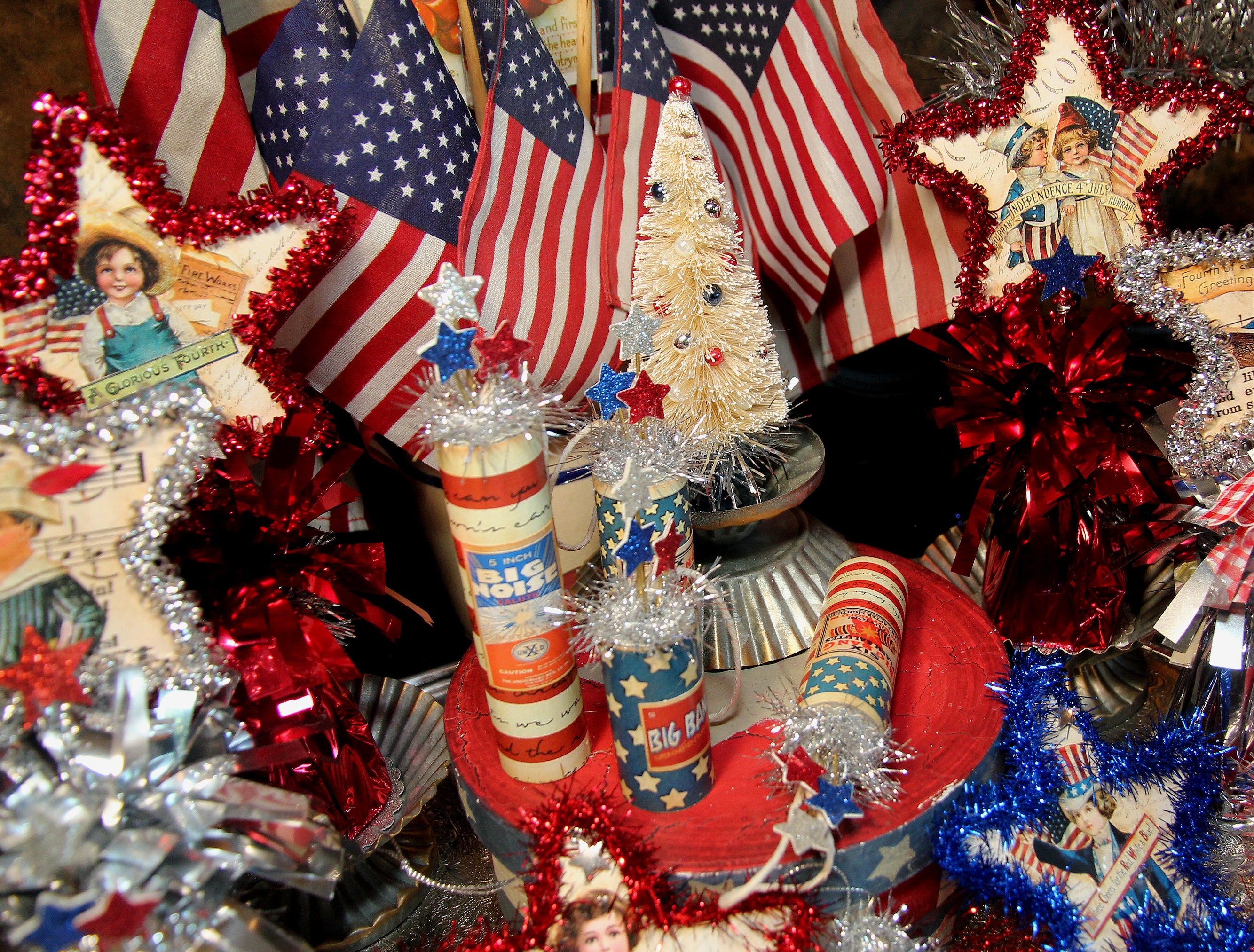 Vintage Replica 4th of July, Independence Day, Patriotic Firecracker ...