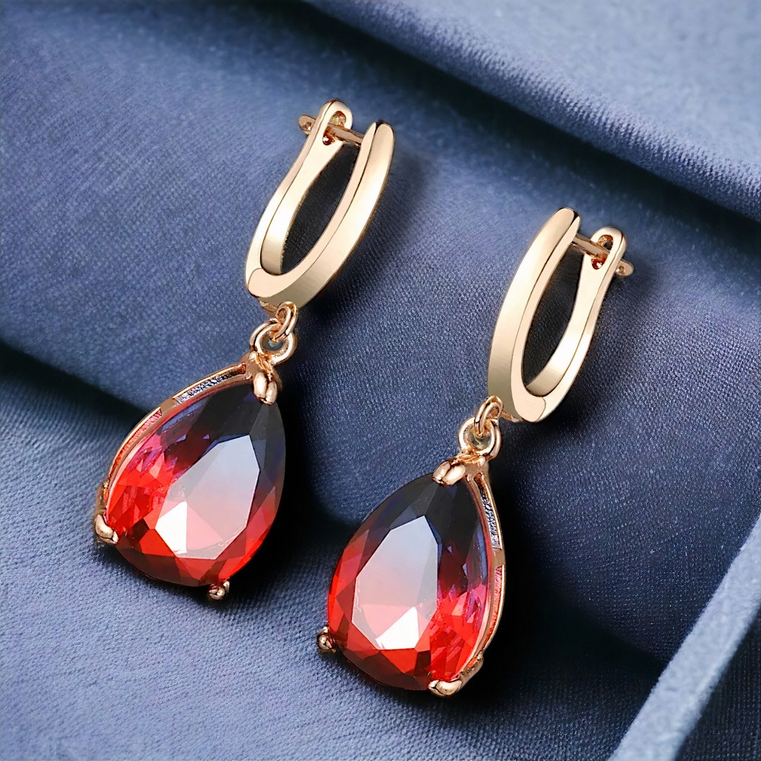 Large Bi-color Imperial Emerald Dangling Earrings I Orange Pink Topaz ... Large Bi-color Imperial Emerald Dangling Earrings I Orange Pink Topaz ...