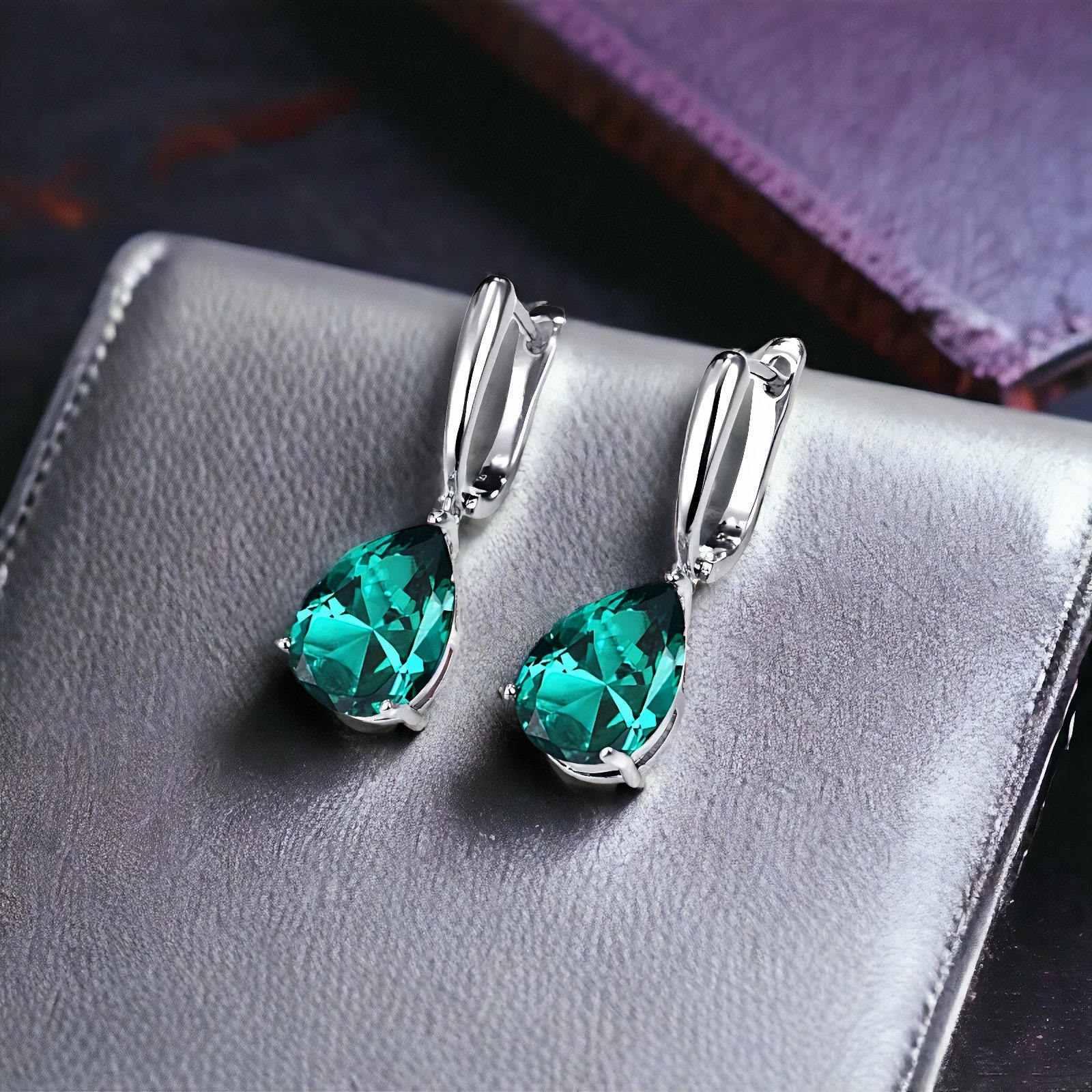 Large Bi-color Imperial Emerald Dangling Earrings I Orange Pink Topaz ... Large Bi-color Imperial Emerald Dangling Earrings I Orange Pink Topaz ...