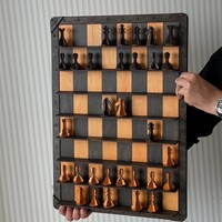 Vertical Chess Board Wall Decor Large Wooden Chessboard Game Set Personalized Gift for Boyfriend ...