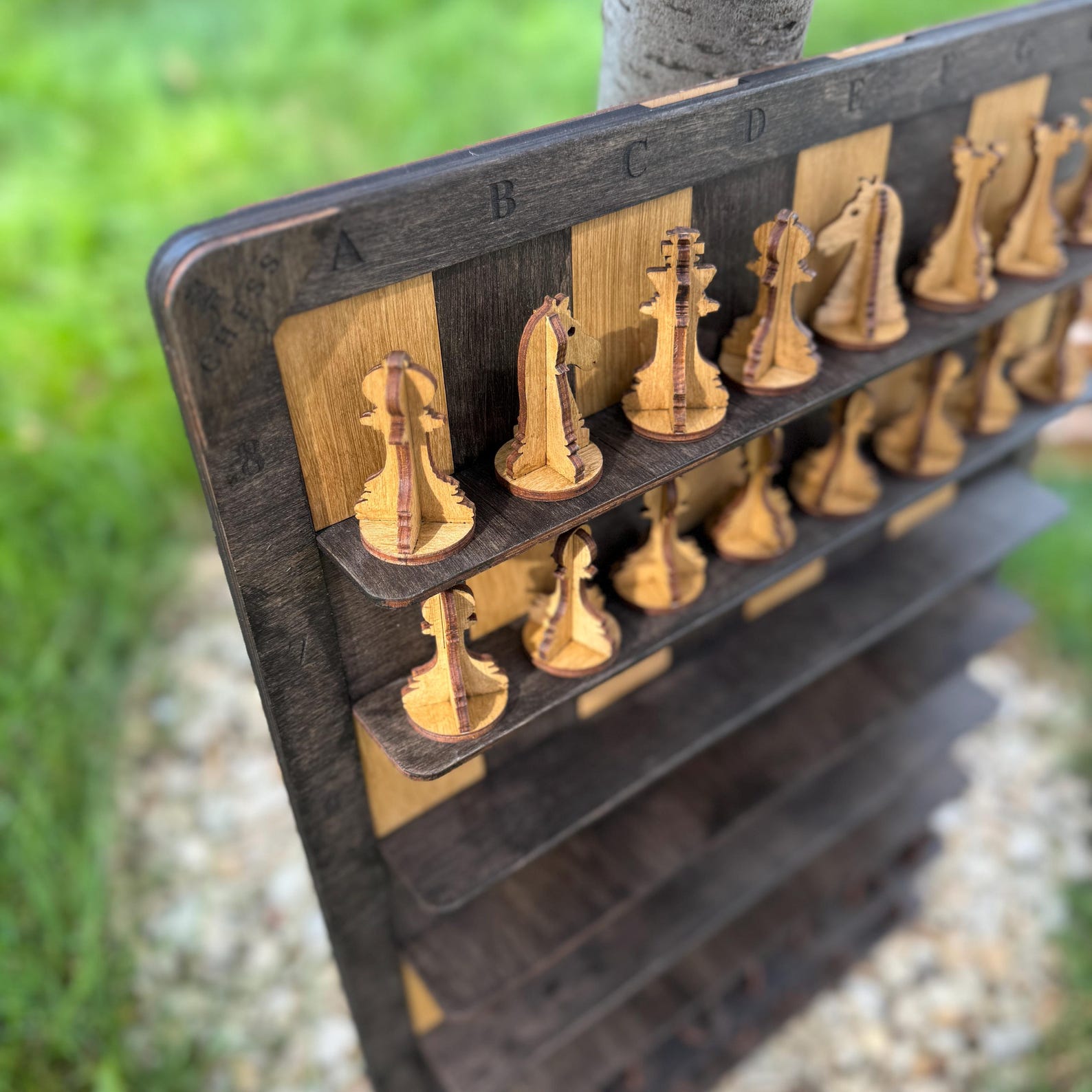 Wooden Wall Chess Set Large Wall Decor Handmade Gift for Him Living ...