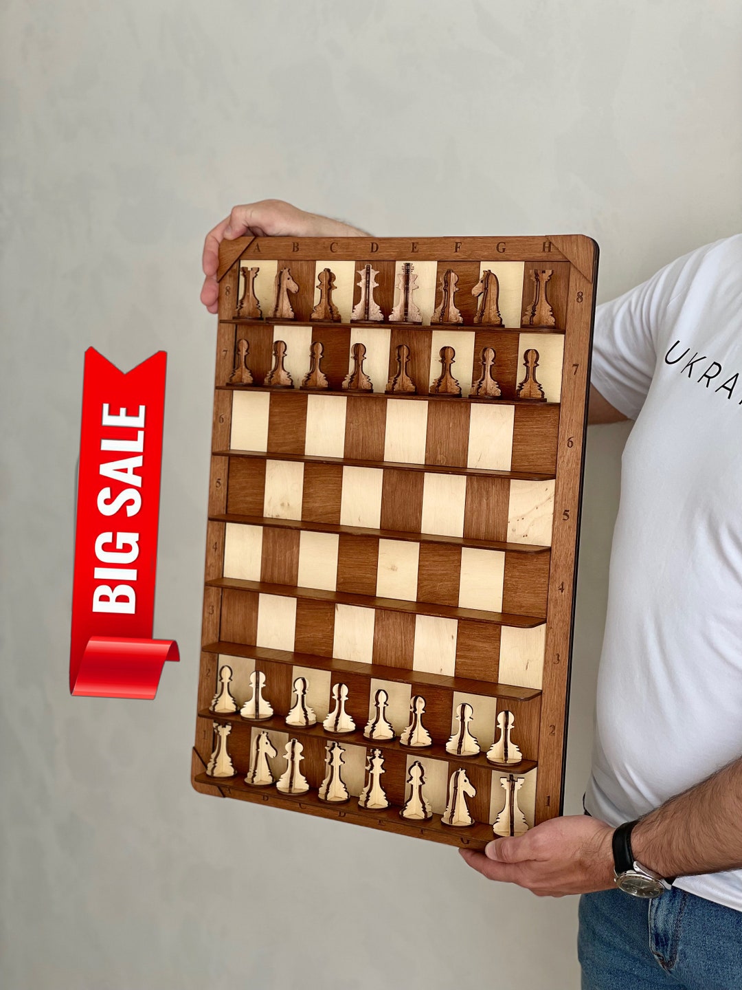 Personalized Wall Chess Board Vertical Chess Board Wooden Wall Art 5th ...