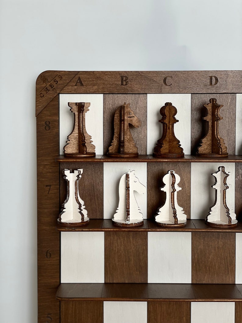 Vertical Chess Board With Chess Pieces Large Wall Decor Decorative Set ...