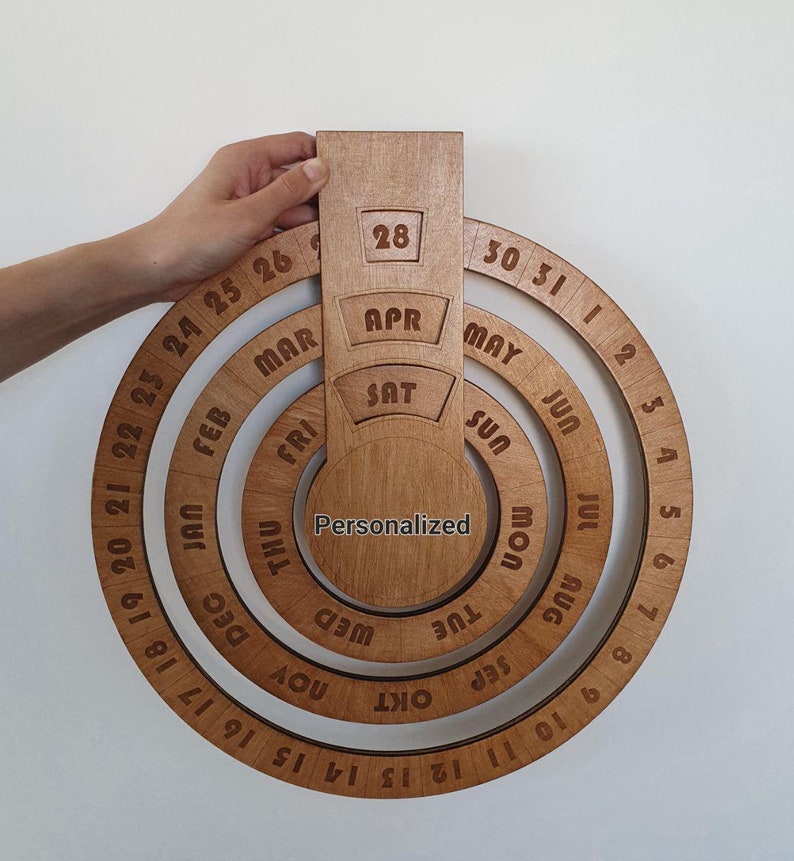 Large Wooden Perpetual Calendar Wall Hanging Family Calendar Custom ...