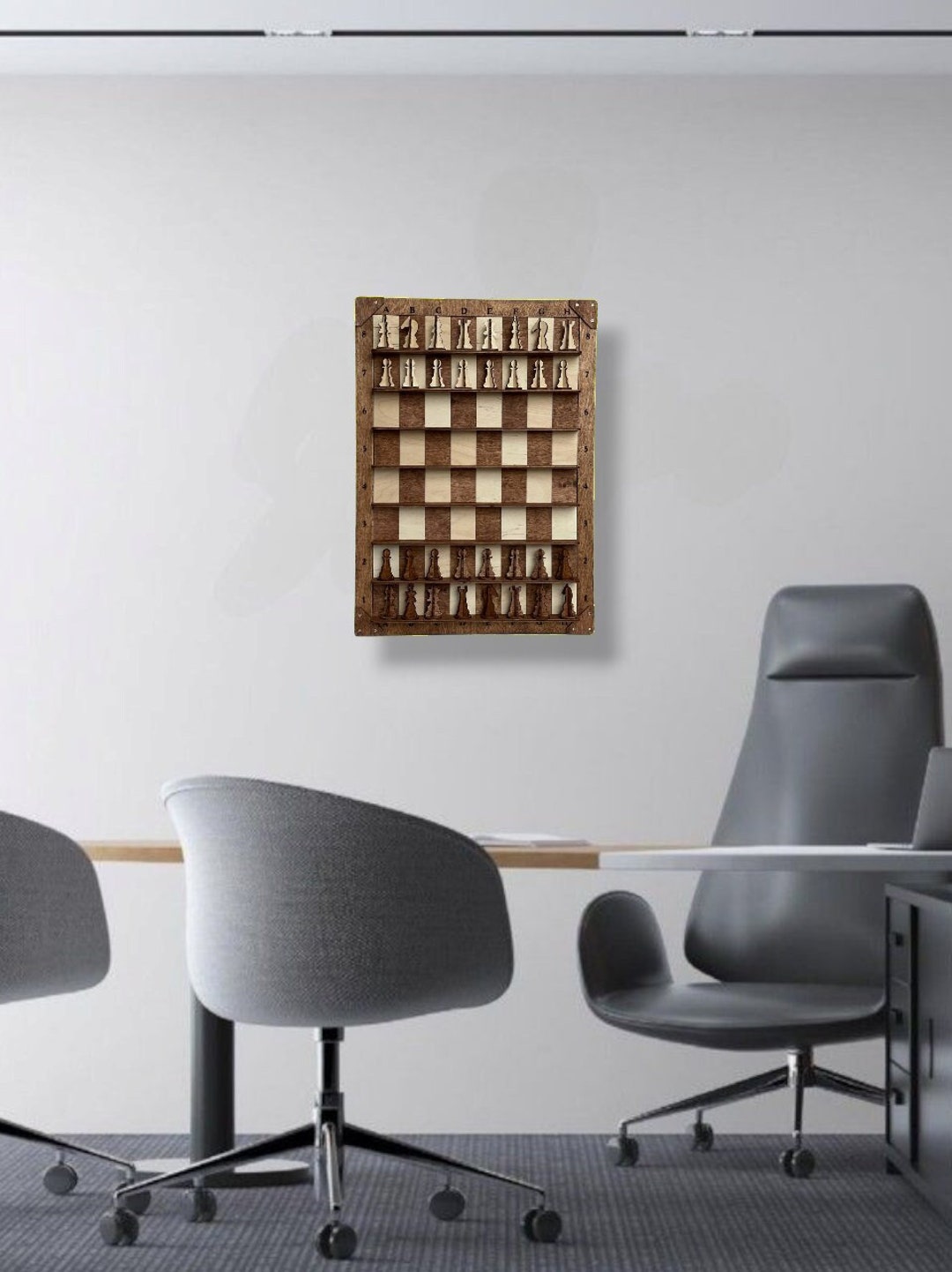 Vertical Wall Chess Set, Wooden Chessboard Gift, Modern Home Decor ...