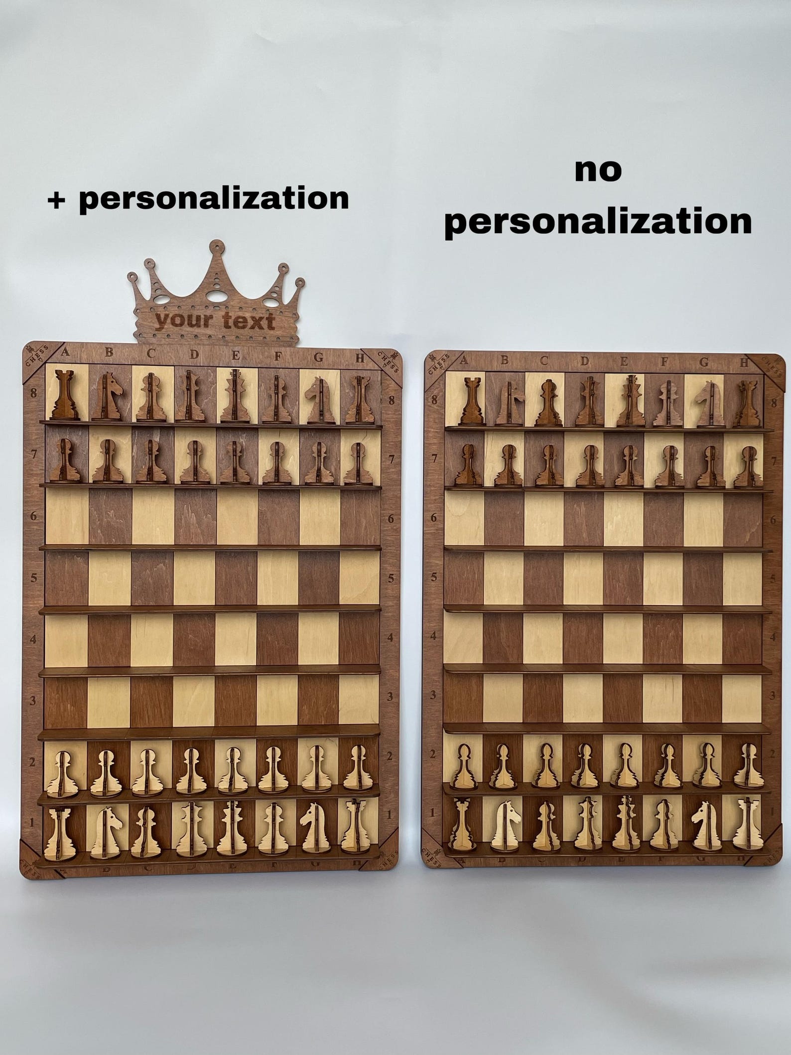 Wooden Wall Chess Set Large Wall Decor Handmade Gift for Him Living ...