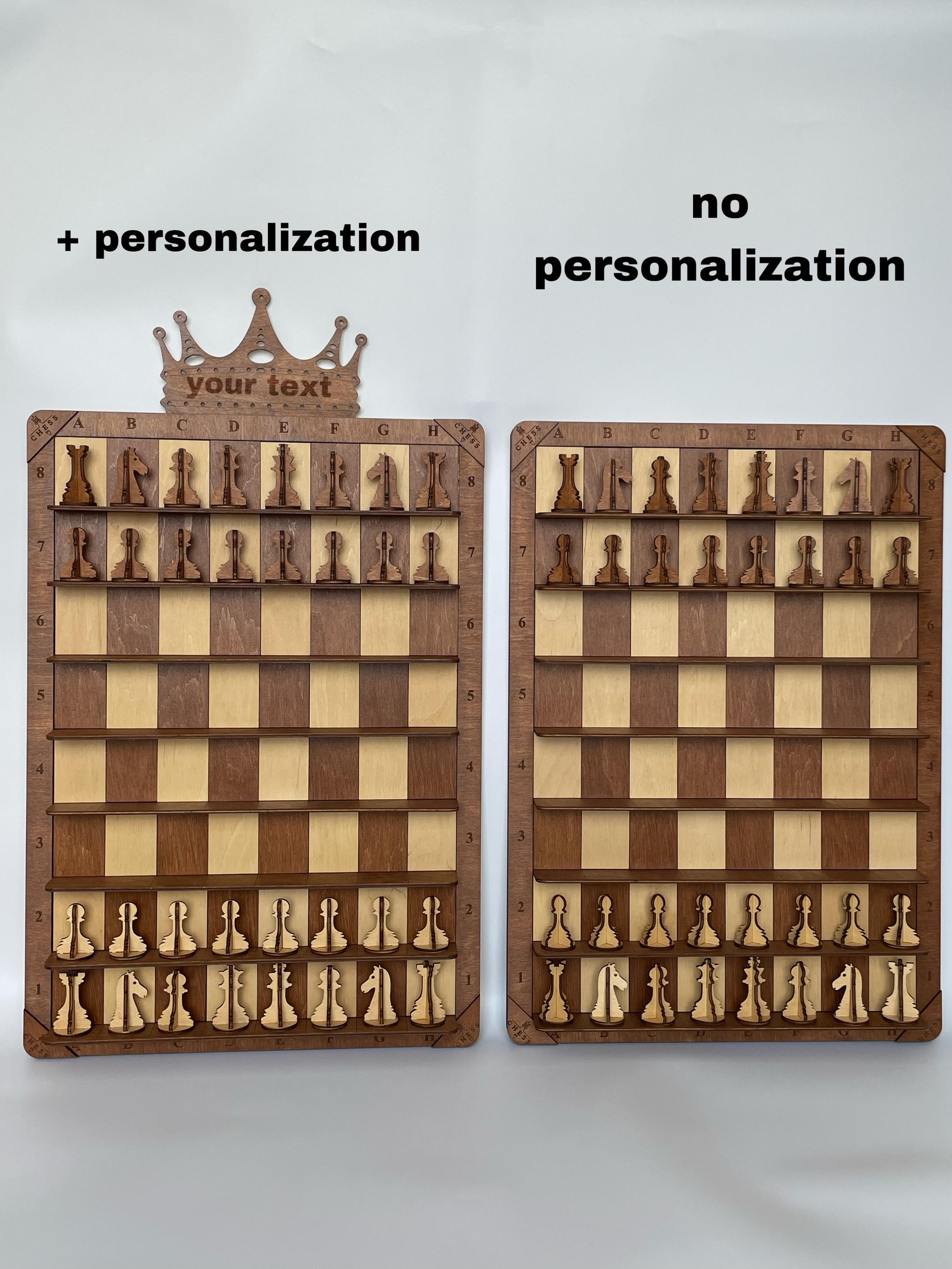 Wooden Wall Chess Set Large Wall Decor Handmade Gift for Him Living ...