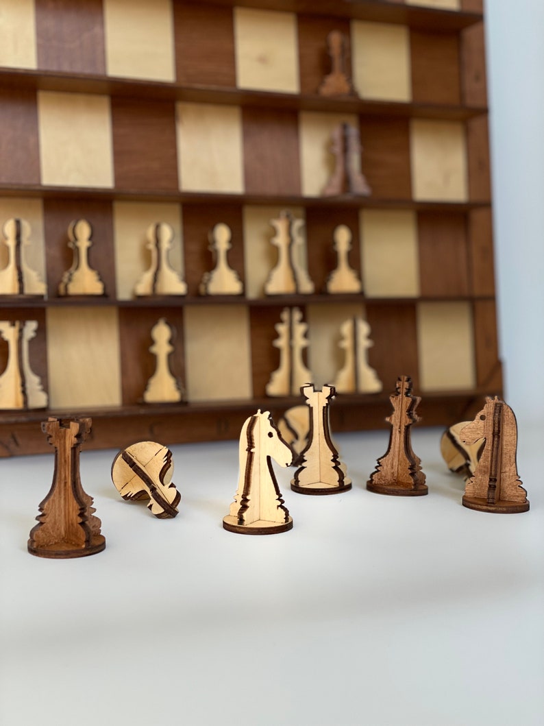 Cool Gift for Men: Wall Chess Board Art Handmade Chess Set Wall Art ...