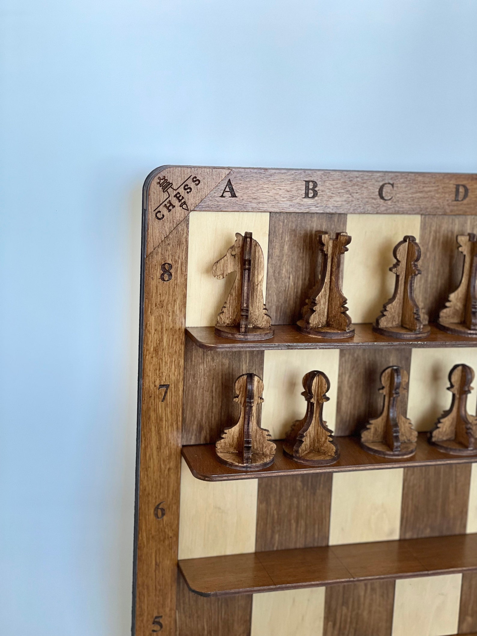 Wall-mounted Chessboard With Shelf 3D Chess Picture Chess Wall Art Gift ...