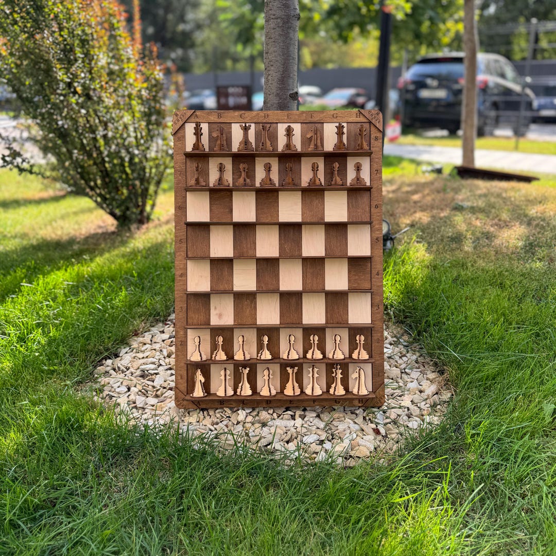 Personalized Wooden Wall Chess Set Vertical Chessboard Decor ...
