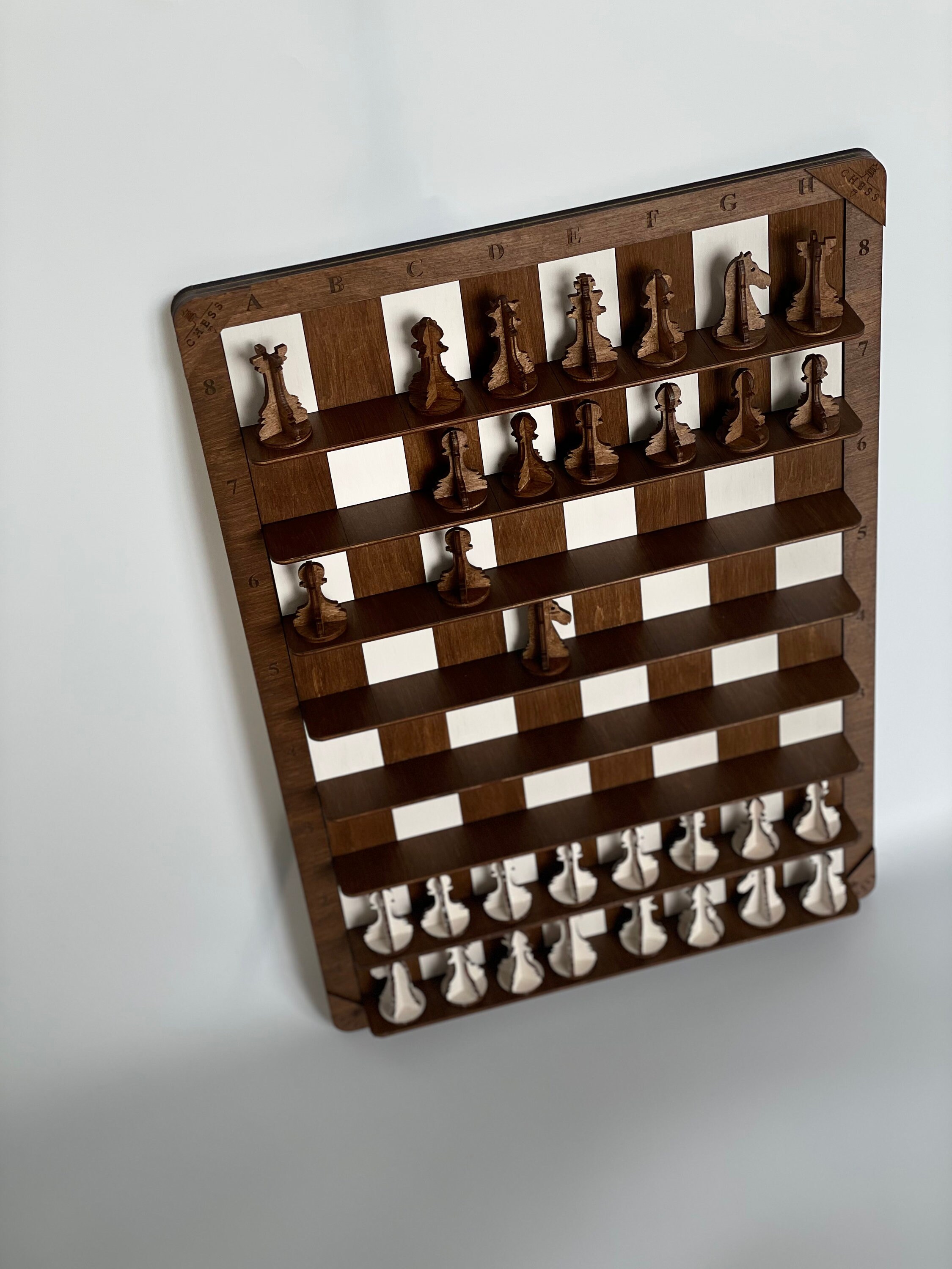 Wooden Wall Chess Set Vertical Chessboard Farmhouse Decor Bedroom Chess ...
