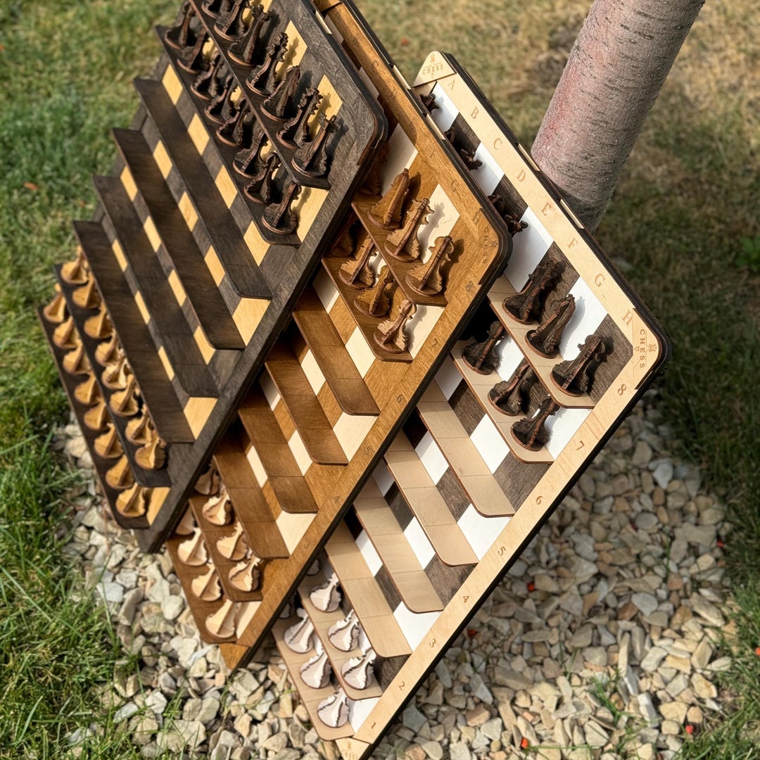 Wooden Wall Chess Set Large Wall Decor Handmade Gift for Him Living ...