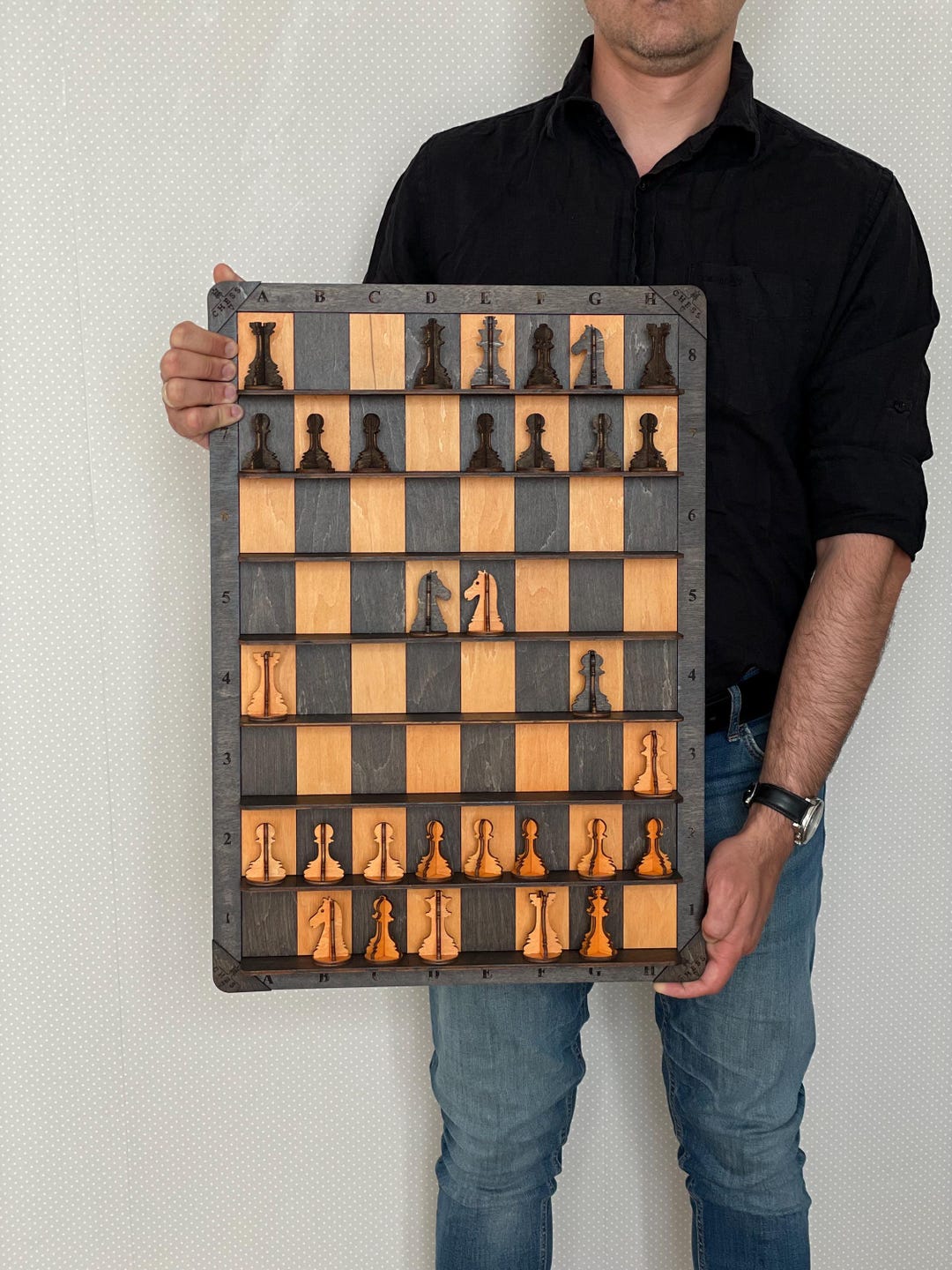 Elegant Wooden Wall Chess Set Men's Gift First Home Decor Housewarming ...