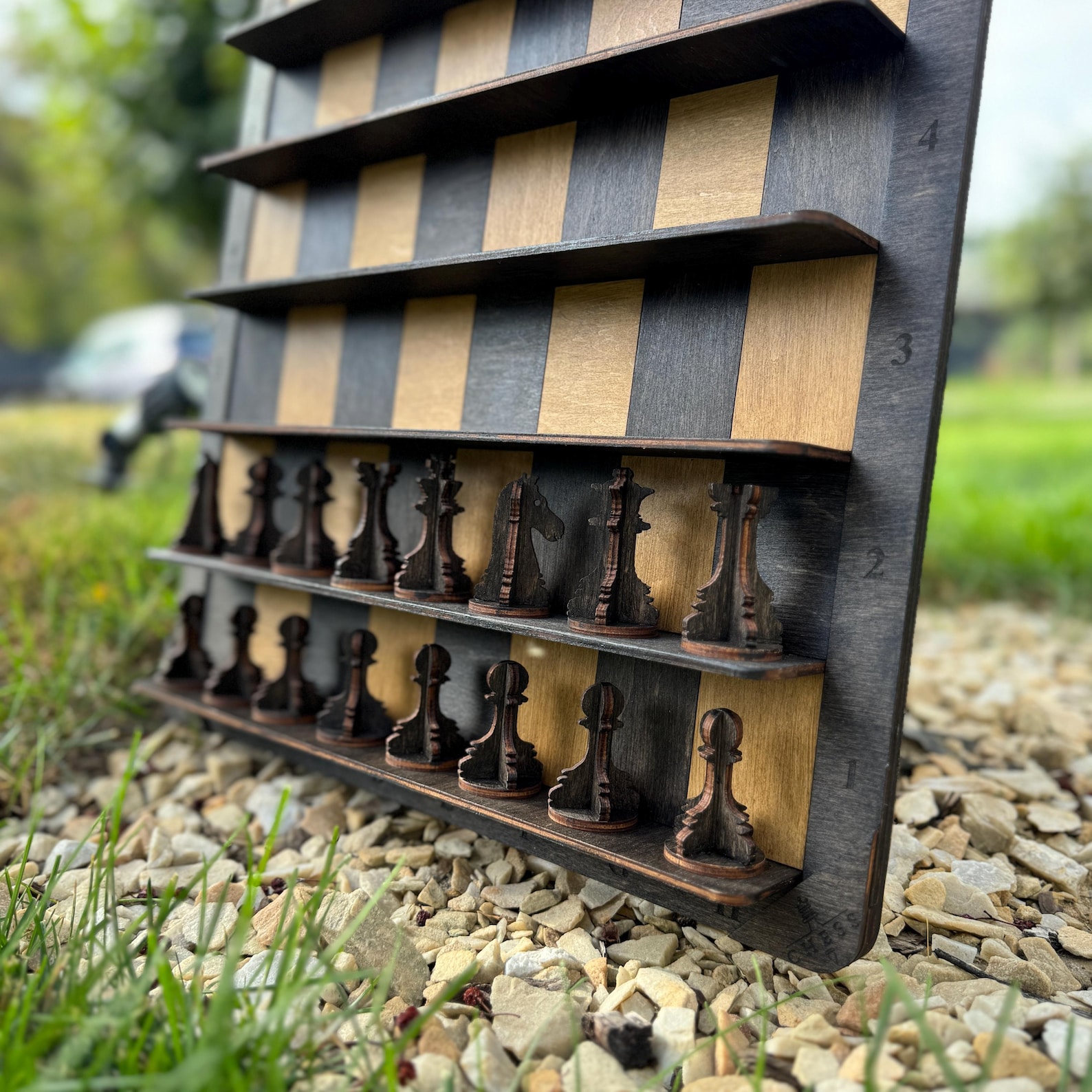 Wooden Wall Chess Set Large Wall Decor Handmade Gift for Him Living ...