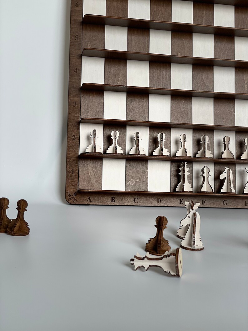 Vertical Chess Board With Chess Pieces Large Wall Decor Decorative Set ...