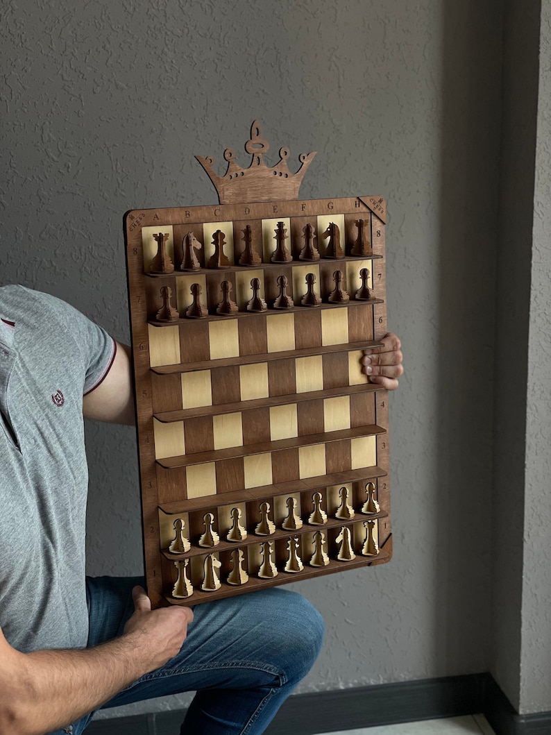 Personalized Vertical Wooden Wall Chess Board Handmade Gift for Him ...