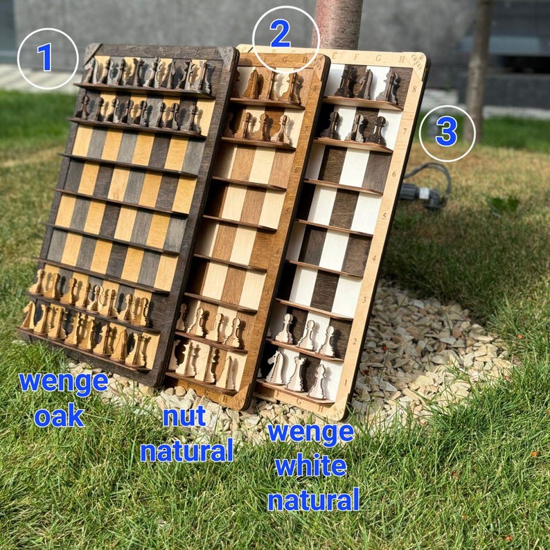 Wooden Wall Chess Set Large Wall Decor Handmade Gift for Him Living ...