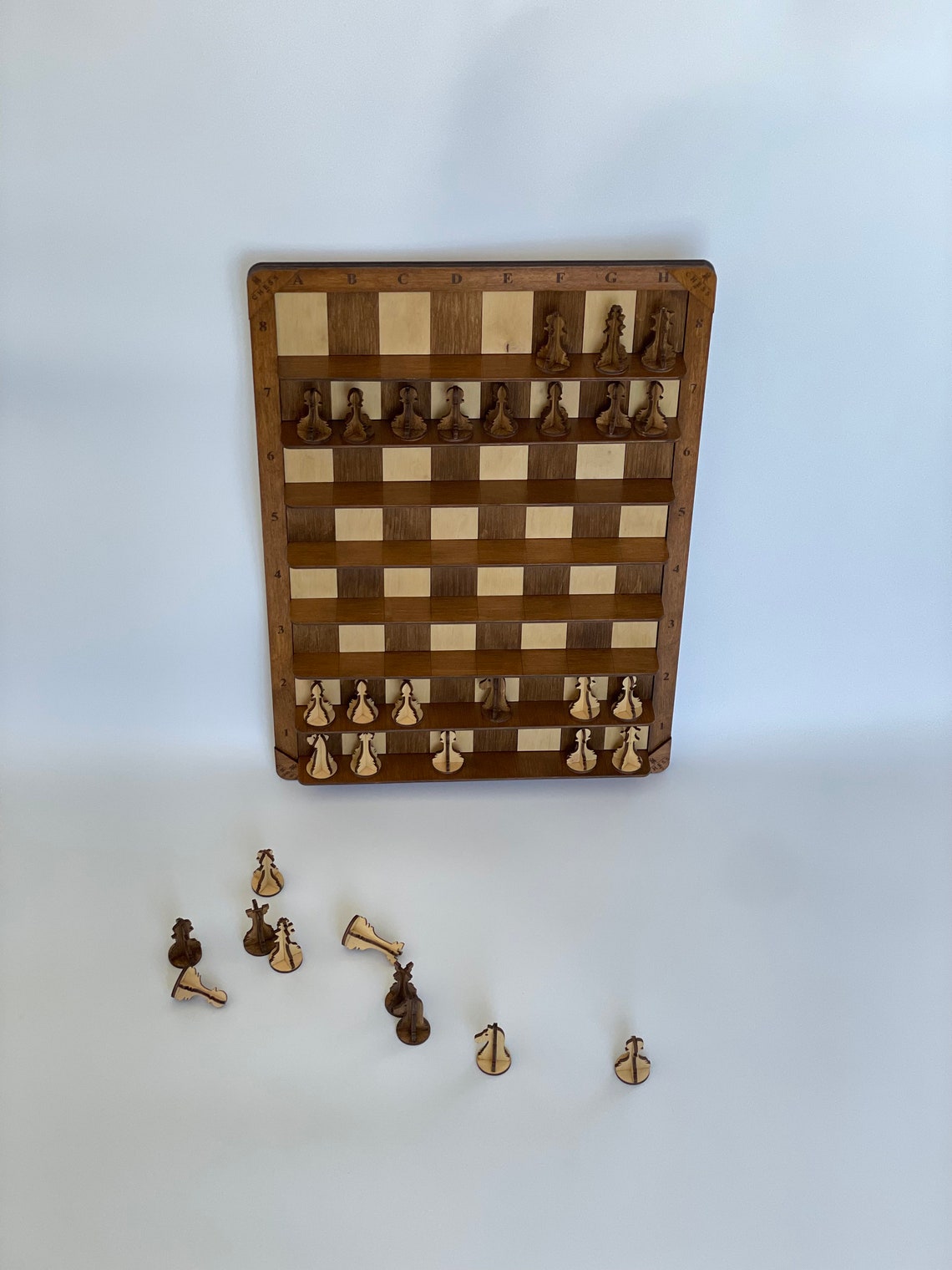 Wall-mounted Chessboard With Shelf 3D Chess Picture Chess Wall Art Gift ...