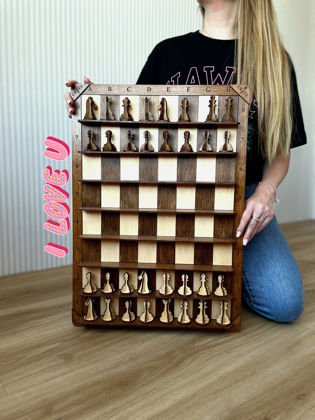 Wall-mounted Chessboard With Shelf 3D Chess Picture Chess Wall Art Gift ...