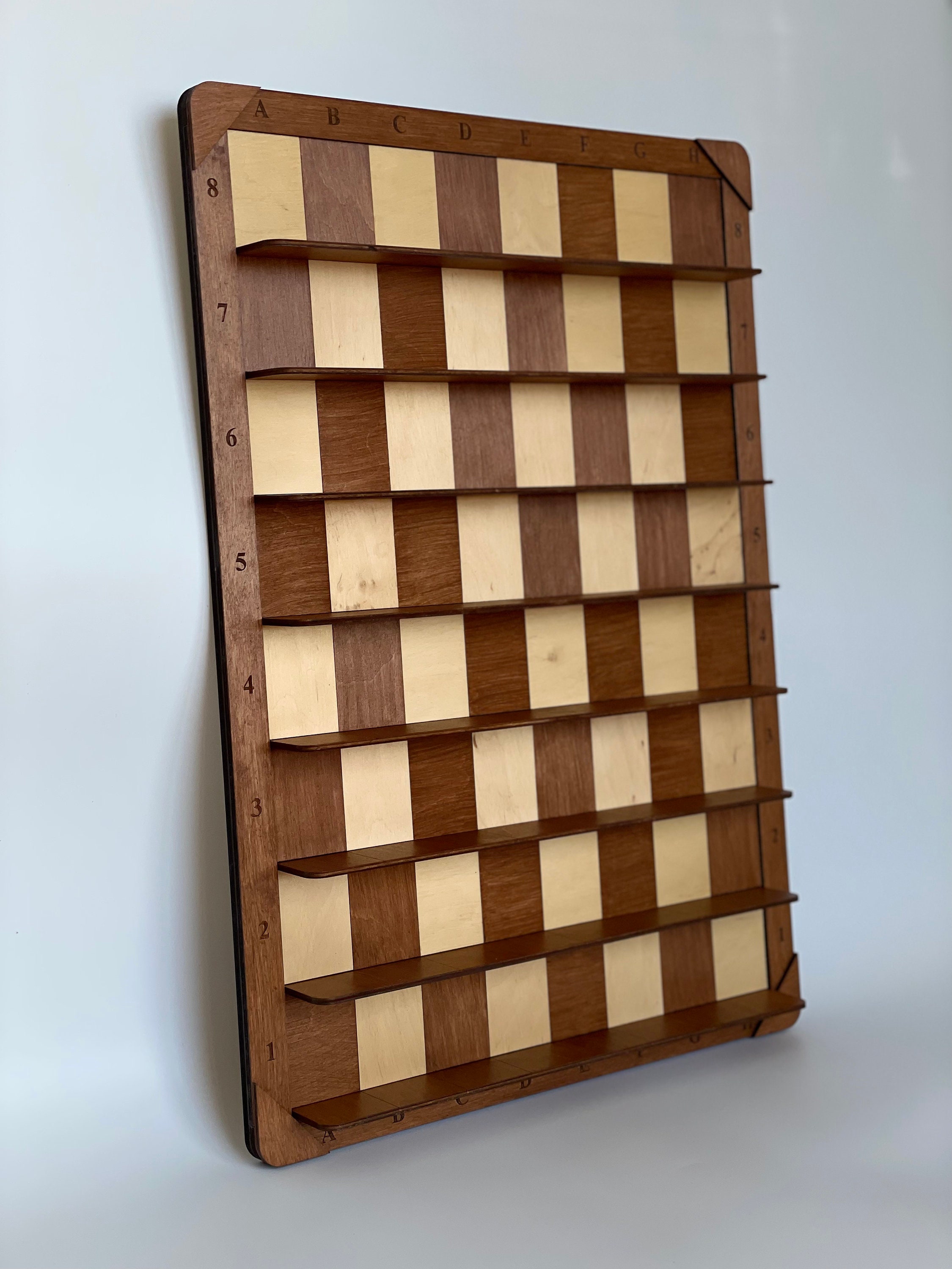 Vertical Chess Board Wooden Wall Art 5th Anniversary Gift Housewarming ...