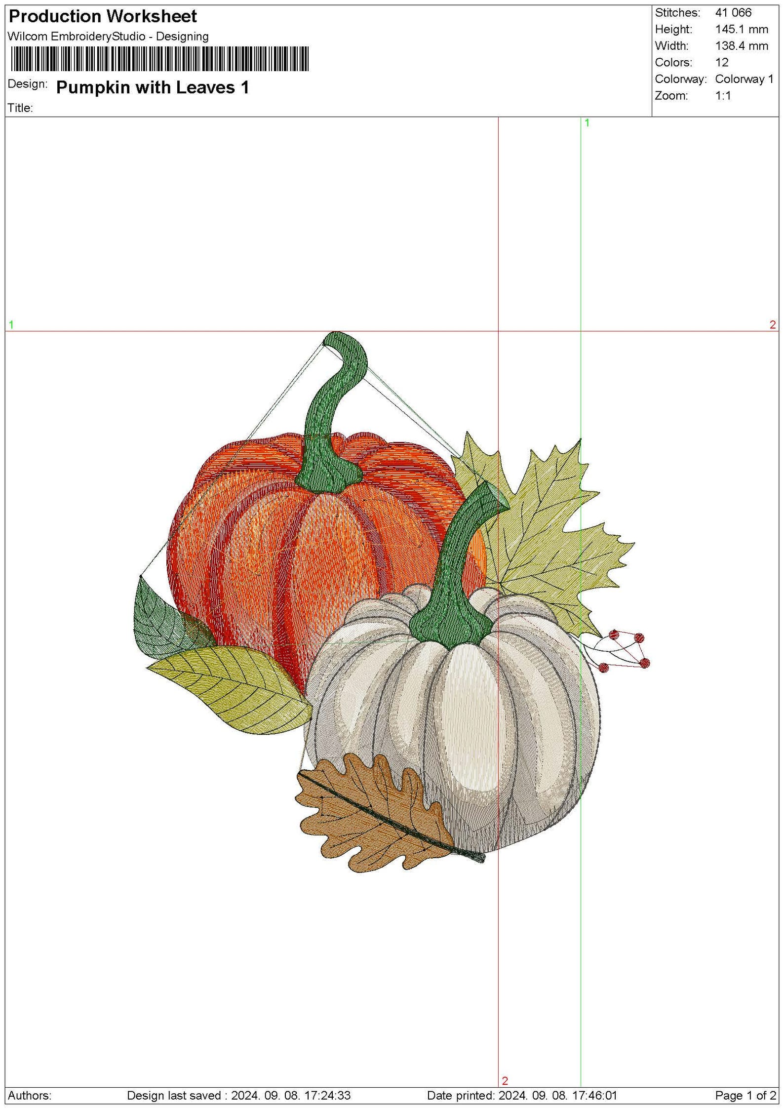 Pumpkin With Leaves Embroidery Design, 3 Sizes, Autumn Embroidery ...