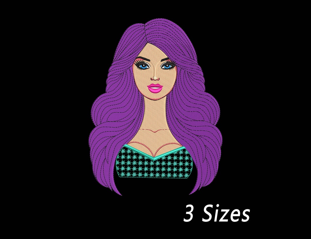 Woman With Long Hair Embroidery Design, 3 Sizes, Girl Embroidery File ...