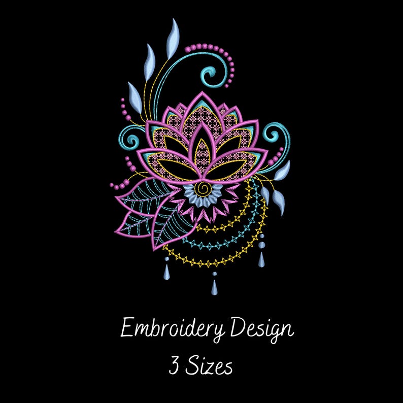 Lotus Mandala Machine Embroidery Design, 3 Sizes, Embroidery Pattern ...