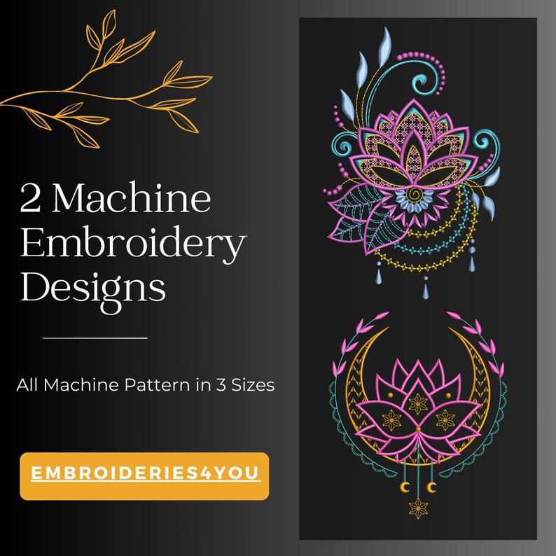 2 Lotus Mandala Machine Embroidery Designs With Commercial License, All ...