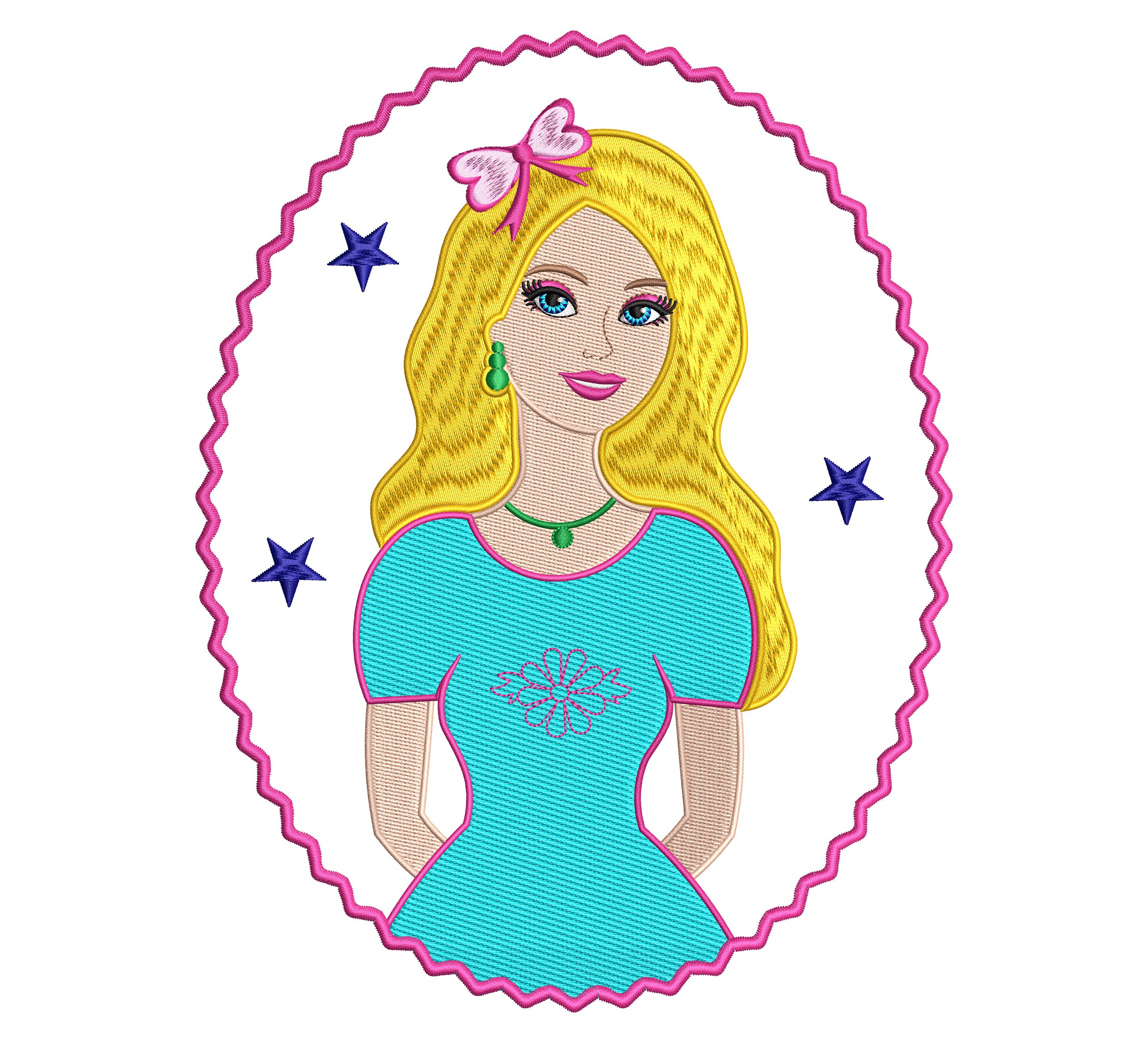 Barbie Girl Embroidery Design, Barbie Embroidery File, Doll Embroidery ...