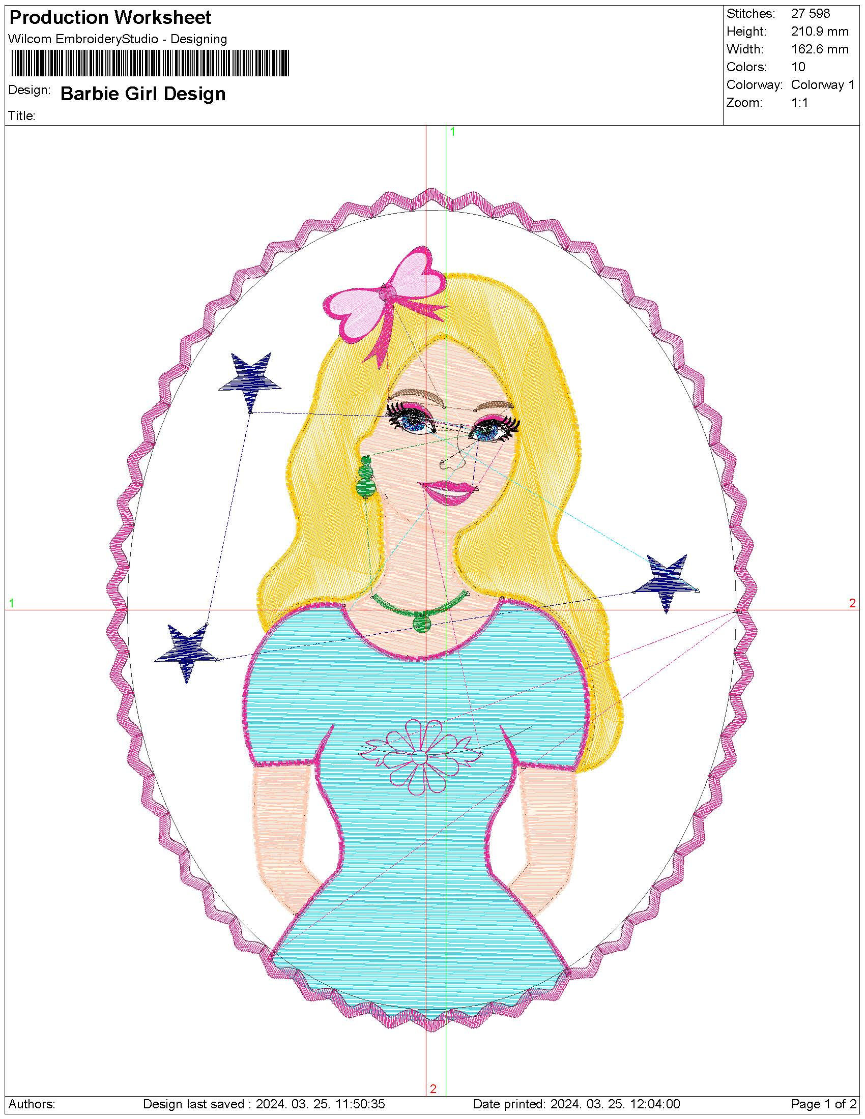 Barbie Girl Embroidery Design, Barbie Embroidery File, Doll Embroidery ...