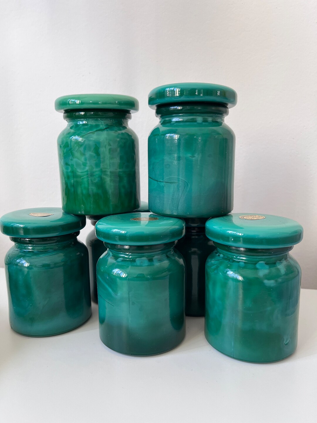 Bohemia Jade Malachite Glass Doses for Spices ART DECO 1930's Made by ...