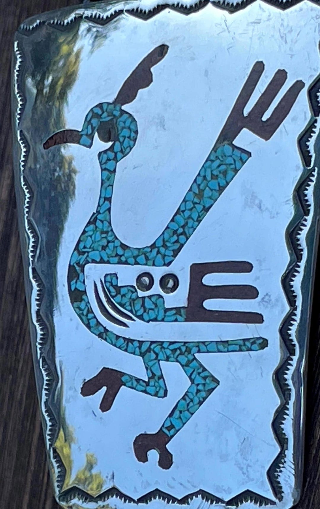 Roadrunner Native American Turquoise & Coral Inlay Bolo Tie - Sterling ...