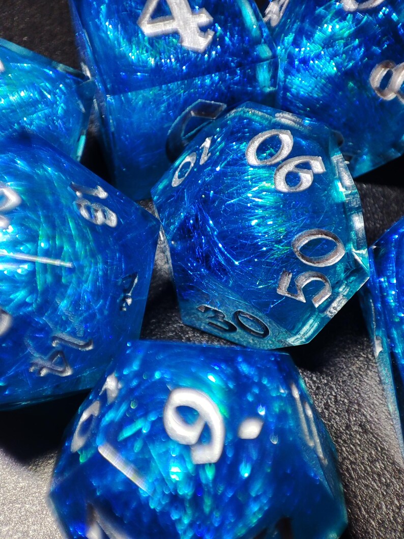 Storm Light 7 Piece Polyhedral Handmade Dice Set - Etsy