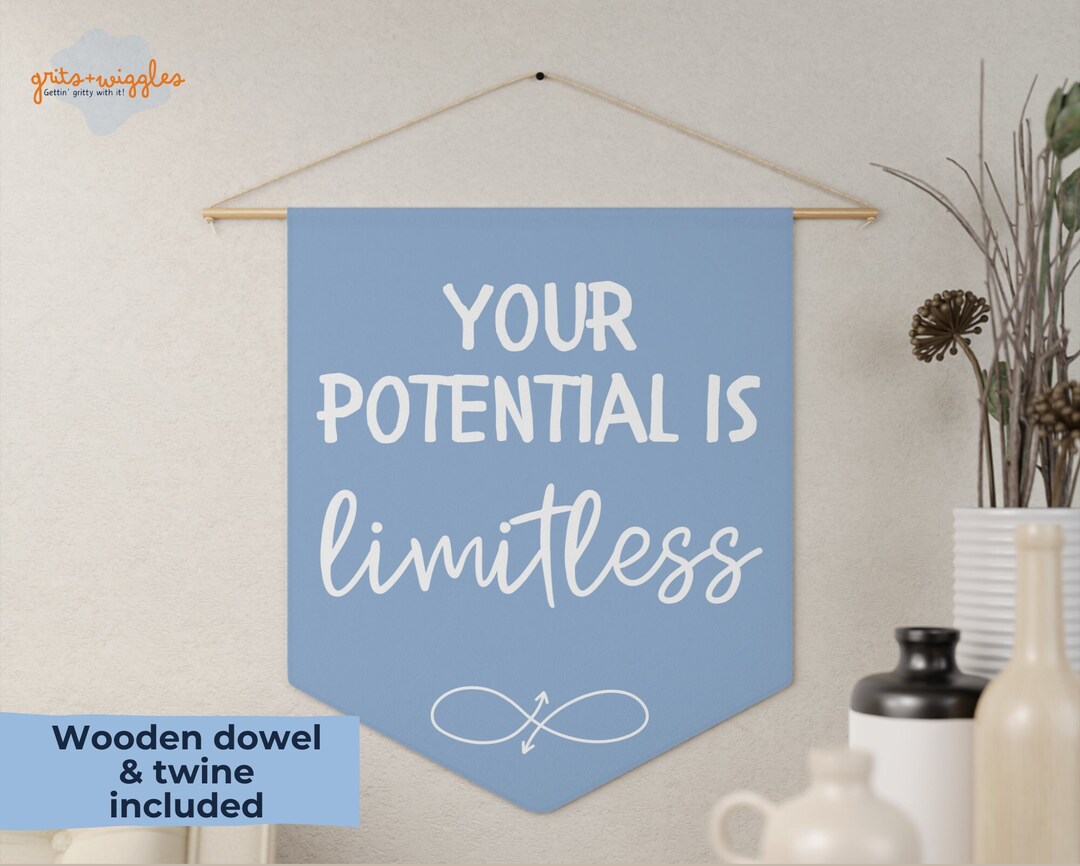 Blue Pennant Banner Inspirational Quote, Motivational Wall Decor ...