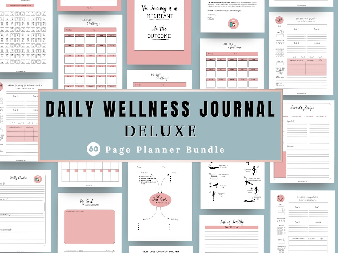 Printable Wellness Tracker Journal, Health and Fitness Tracker ...