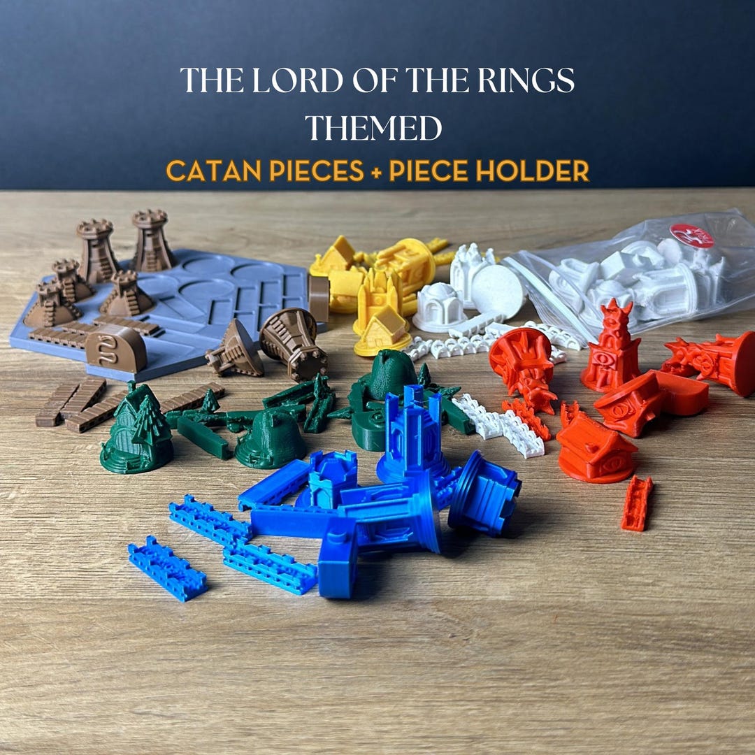 Custom Catan Game Pieces + Piece Holder - Lord of the Rings Set / City ...